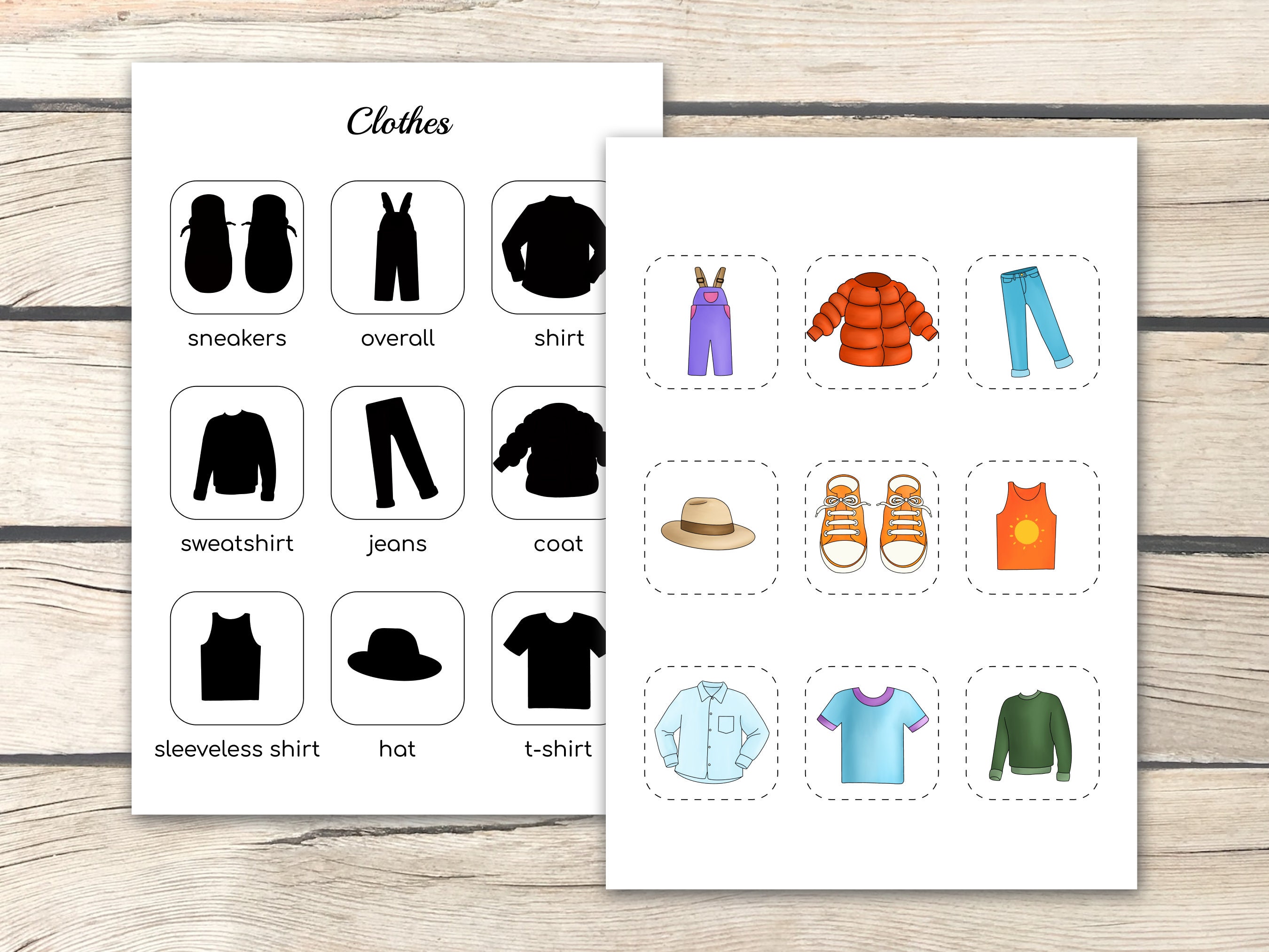 Clothes Shadow Matching Game, Clothes Worksheet, Matching Activity ...