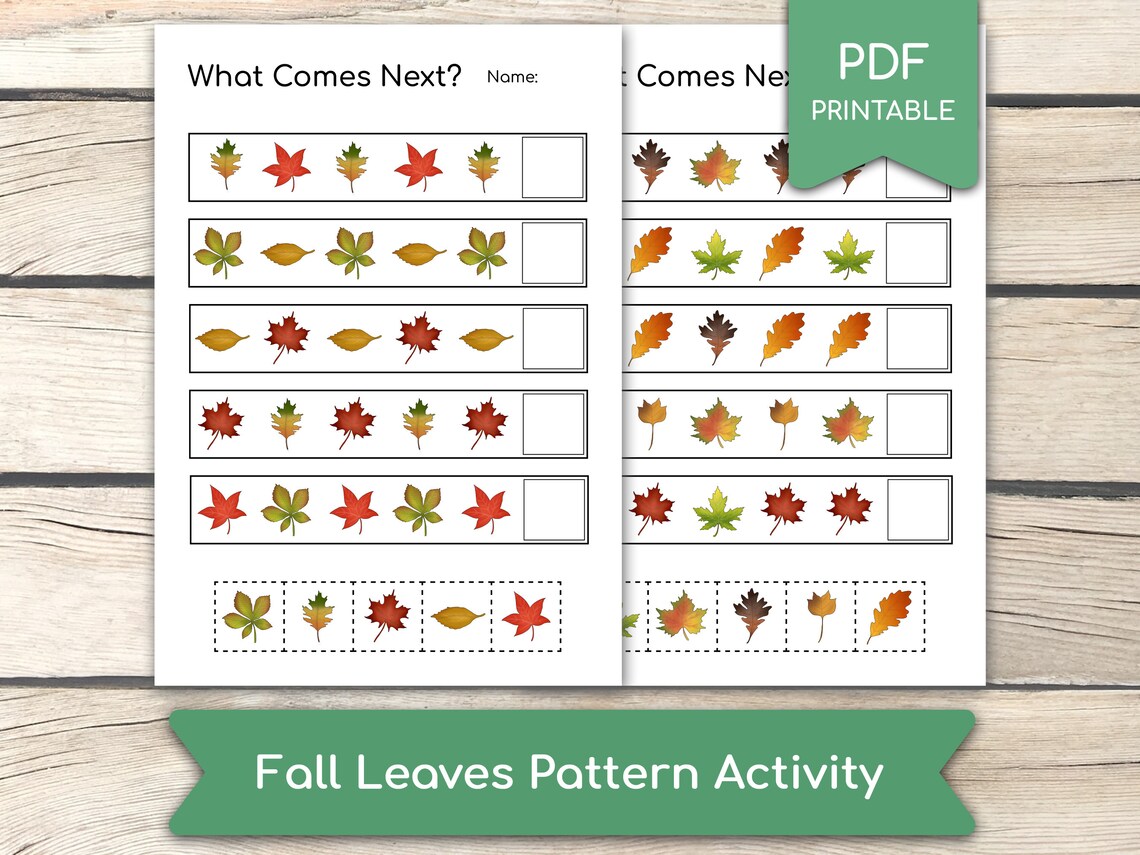 WHAT COMES NEXT? Fall Leaves Worksheet, Pattern Activity, Educational ...