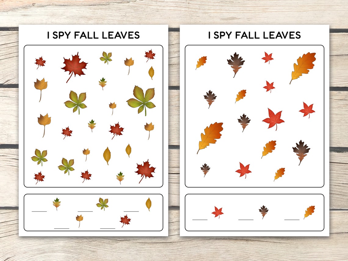 Fall Leaves I Spy Worksheet, Fall Leaves Activity, Autumn I Spy, I Spy ...