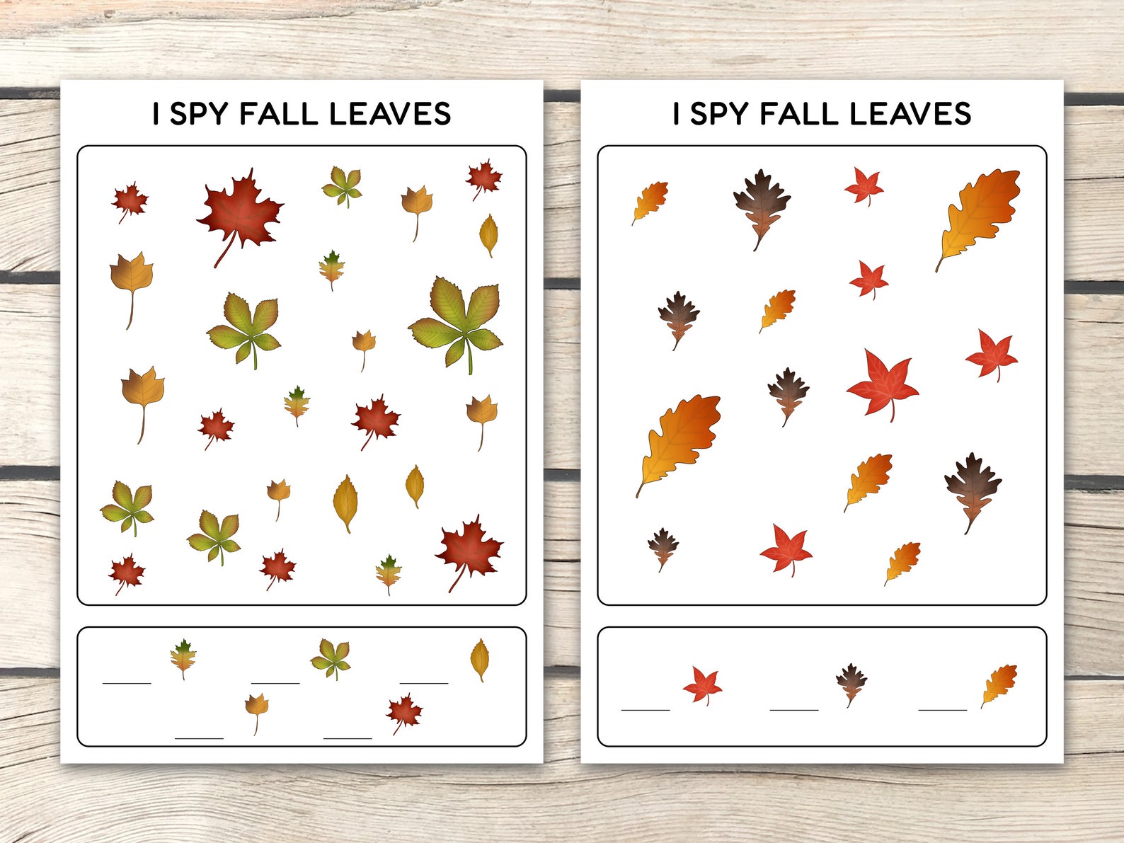 Fall Leaves I Spy Worksheet, Fall Leaves Activity, Autumn I Spy, I Spy ...