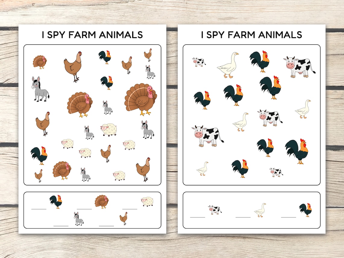 Farm Animals I Spy Worksheet, Farm Animals Activity, I Spy Activity ...