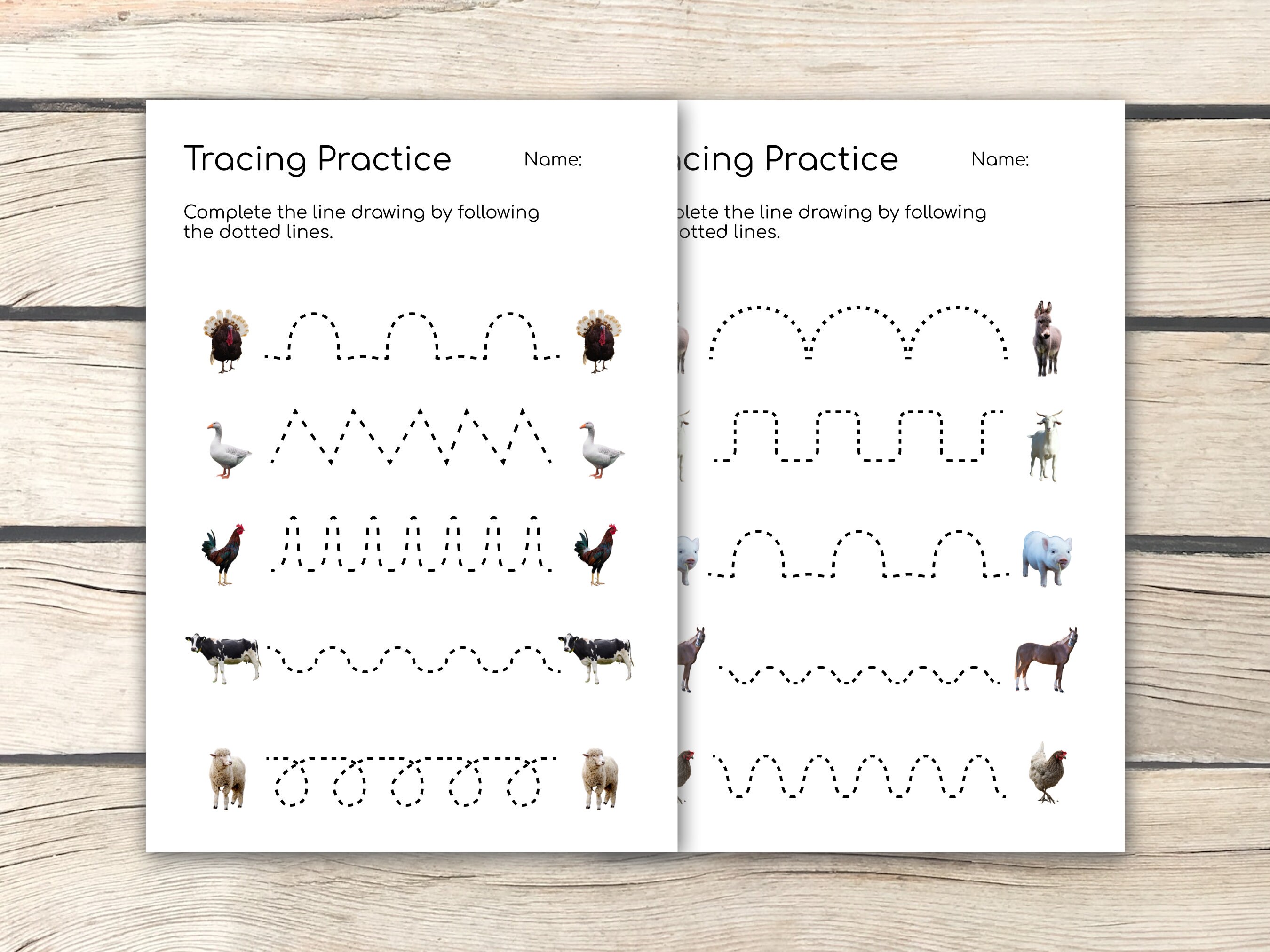 Preschool Line Tracing Practice, Farm Animals Pre-writing Activities ...