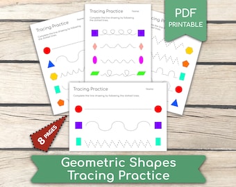 Geometric Shapes Line Tracing Practice: Preschool Handwriting (PDF ...