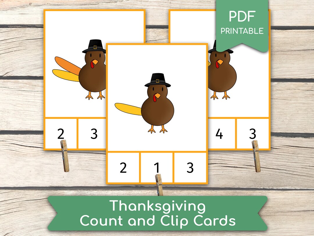 Counting Thanksgiving 1 to 10 Montessori Cards Preschool Counting ...