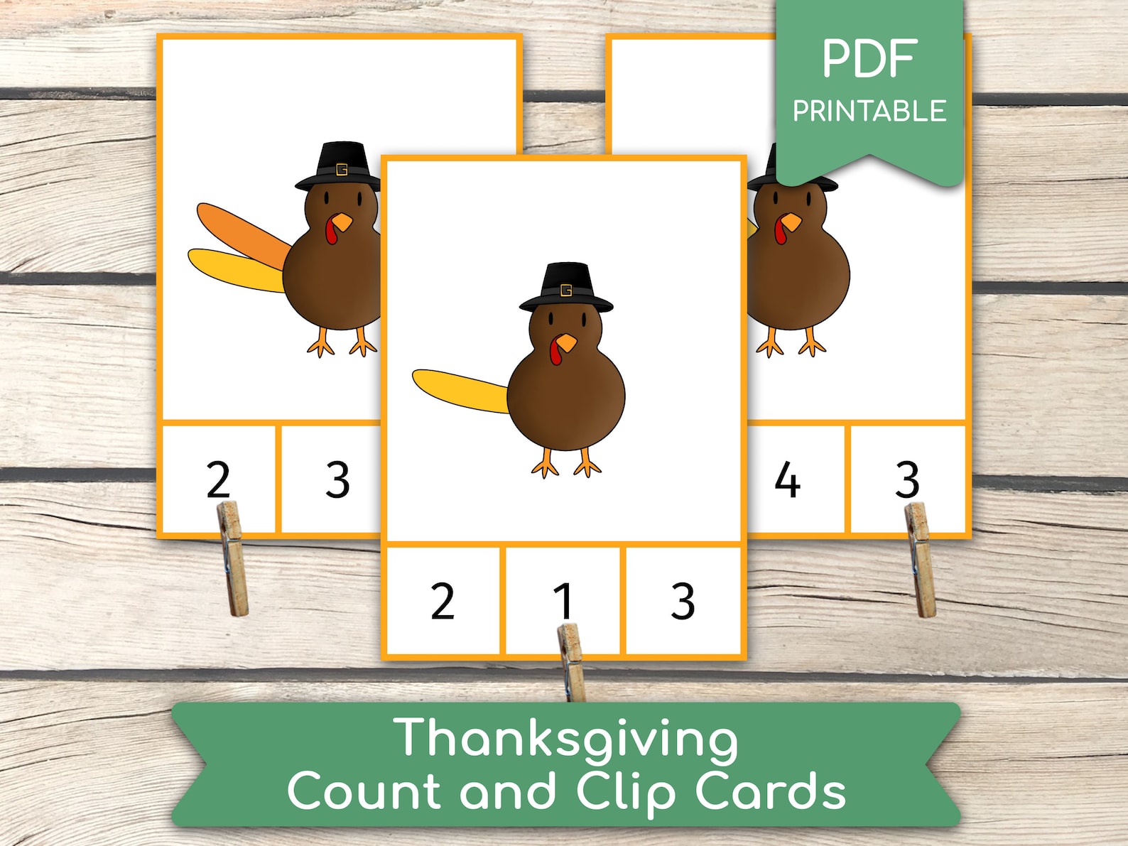 Counting Thanksgiving 1 to 10 Montessori Cards Preschool Counting ...