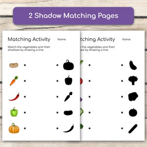 Vegetables Matching Activity 5 Different Types Worksheet • 10 Pages ...