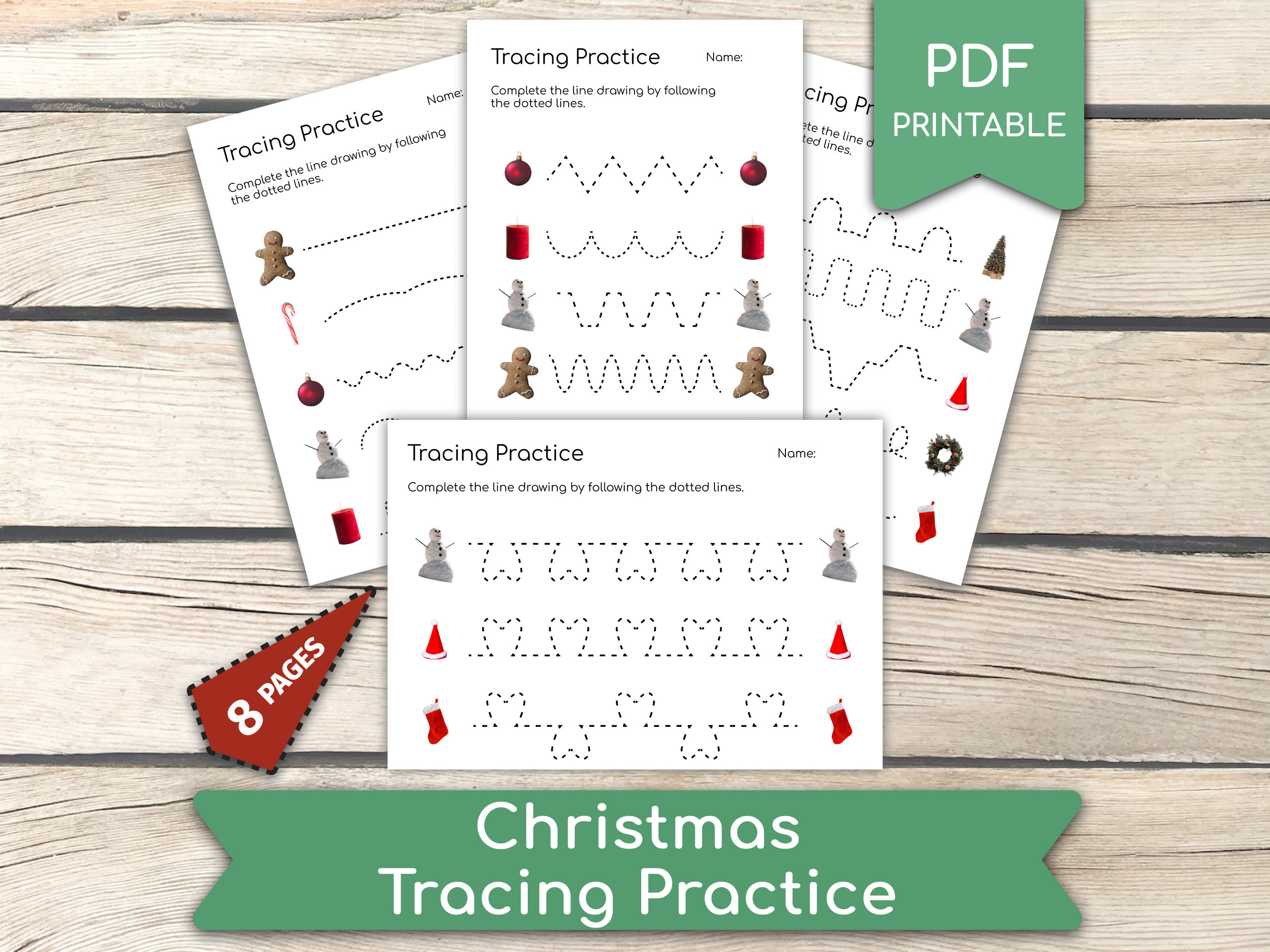 Preschool Line Tracing Practice, Christmas real Pictures Pre-writing ...