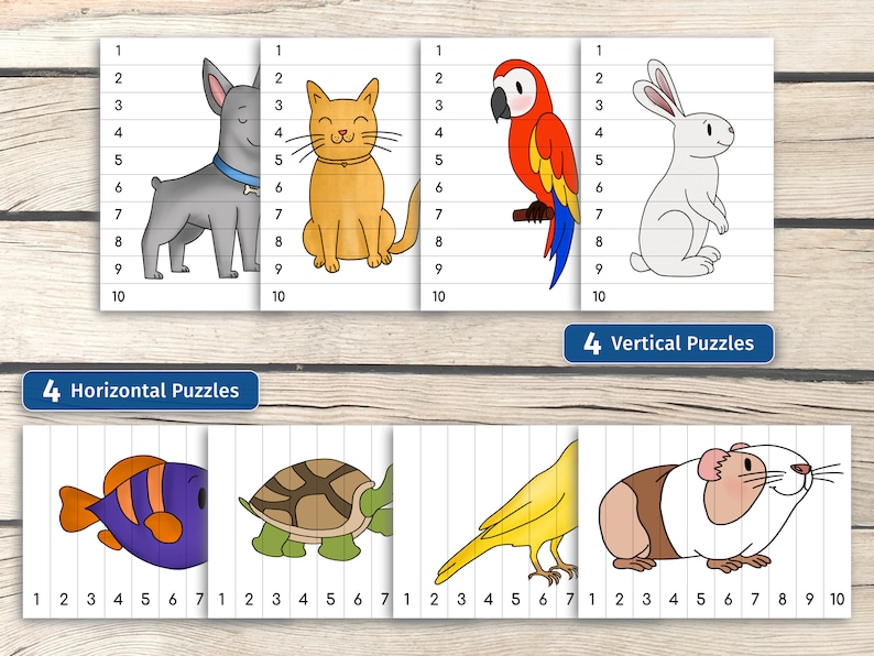 Pet Animals 1-10 Puzzles, Pet Animals Activity, Toddler Number Puzzles ...