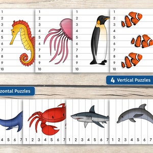 Ocean Animals 1-10 Puzzles, Ocean Animals Activity, Number Puzzles ...