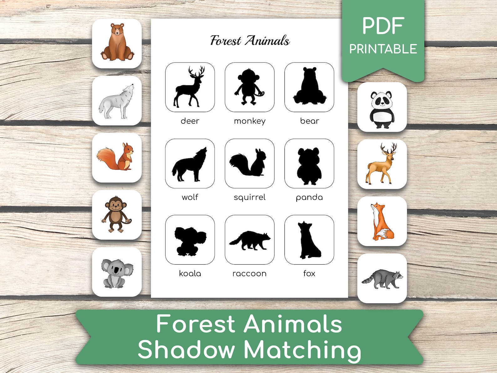 Forest Animals Shadow Matching Game, Forest Animals Worksheet, Matching ...