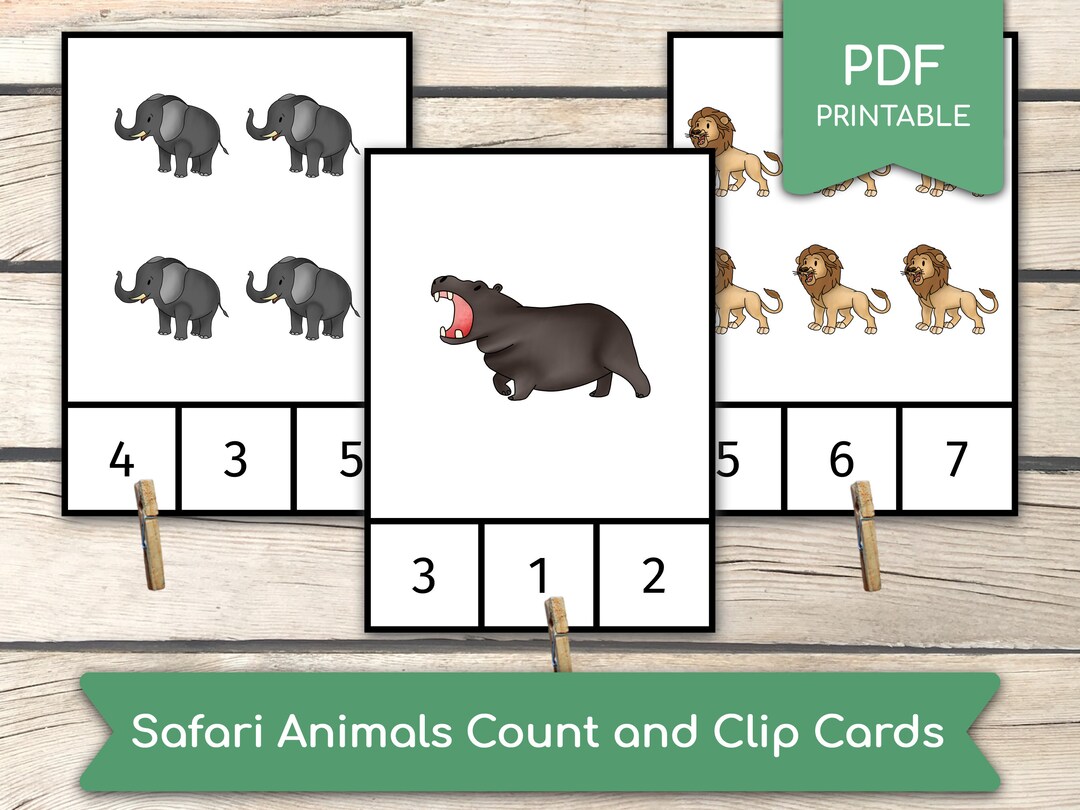 Counting Safari Animals 1 to 10 Montessori Cards Preschool - Etsy