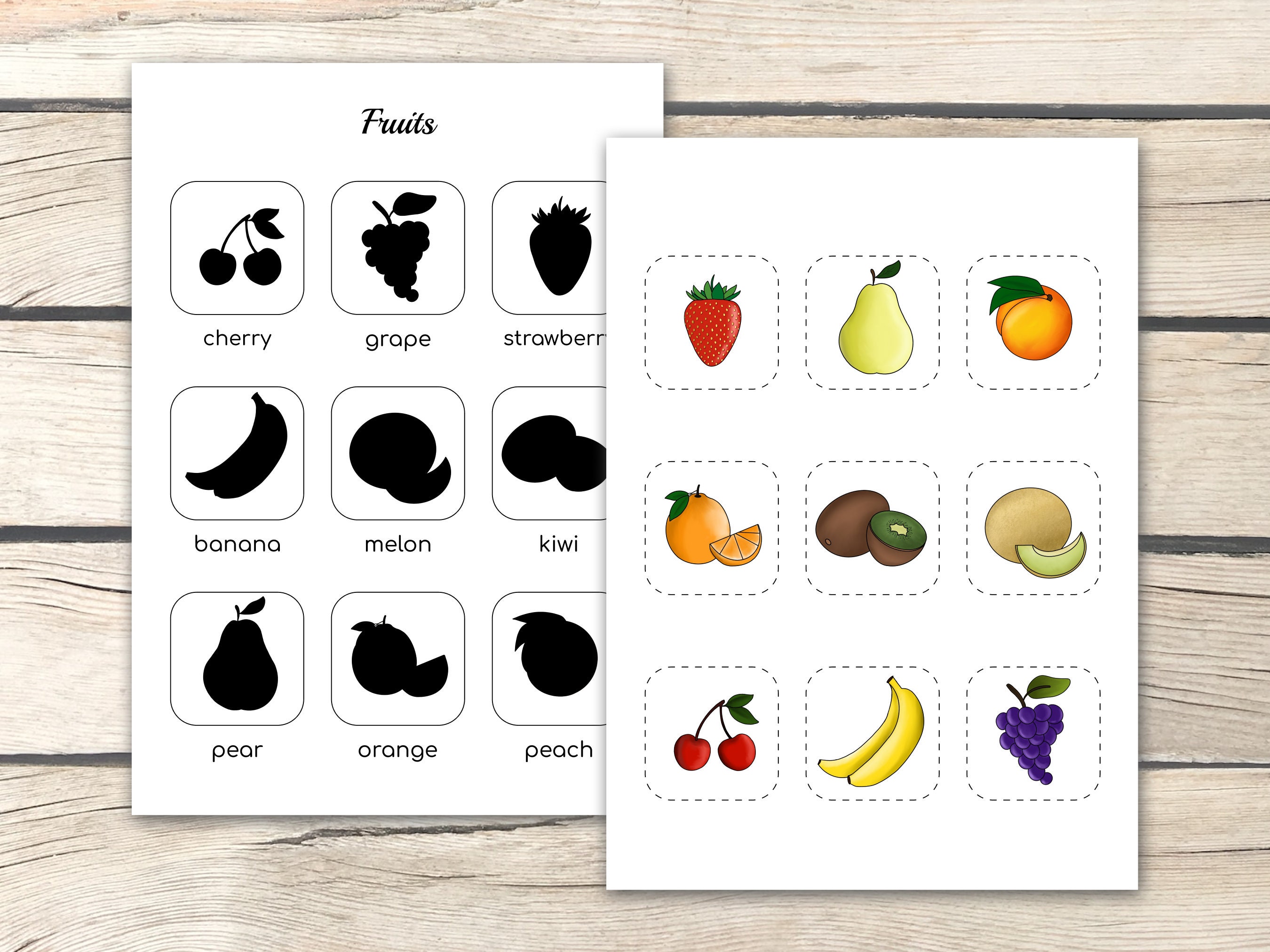 Fruits Shadow Matching Game, Fruits Worksheet, Matching Activity ...