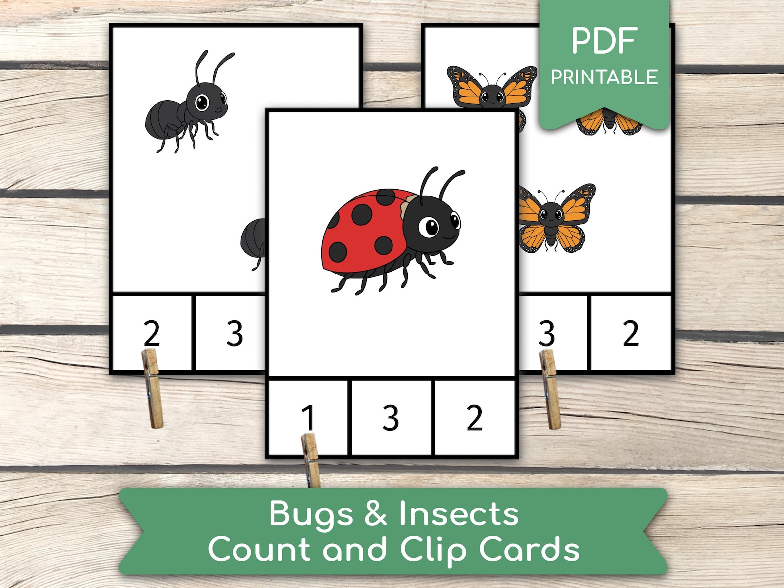 Bugs & Insects Counting Cards, Montessori Preschool Activity (PDF ...