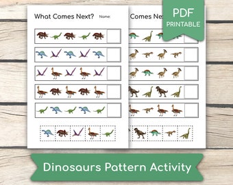 WHAT COMES NEXT? Dinosaurs Worksheet, Pattern Activity, Educational ...