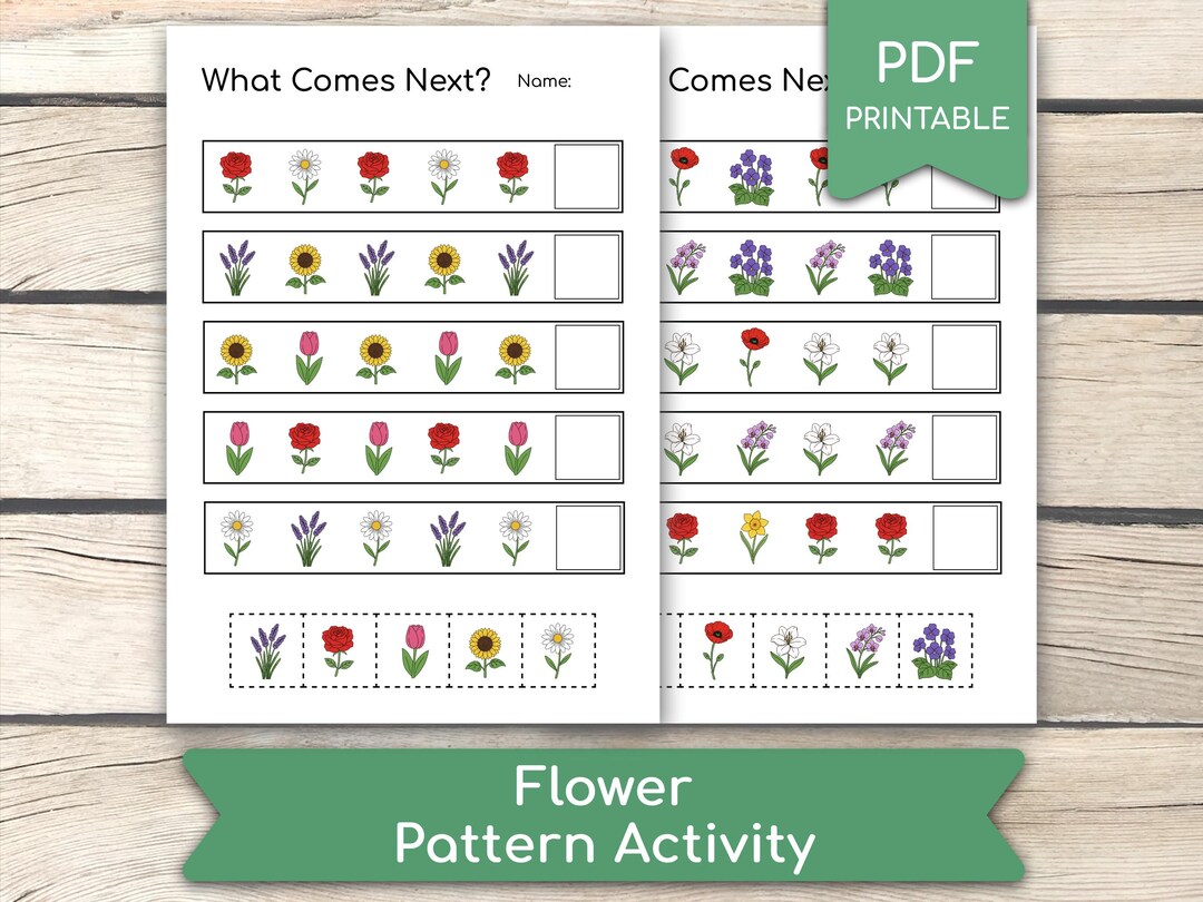 Flowers Pattern Activity: Preschool Learning Activity (PDF Printables ...