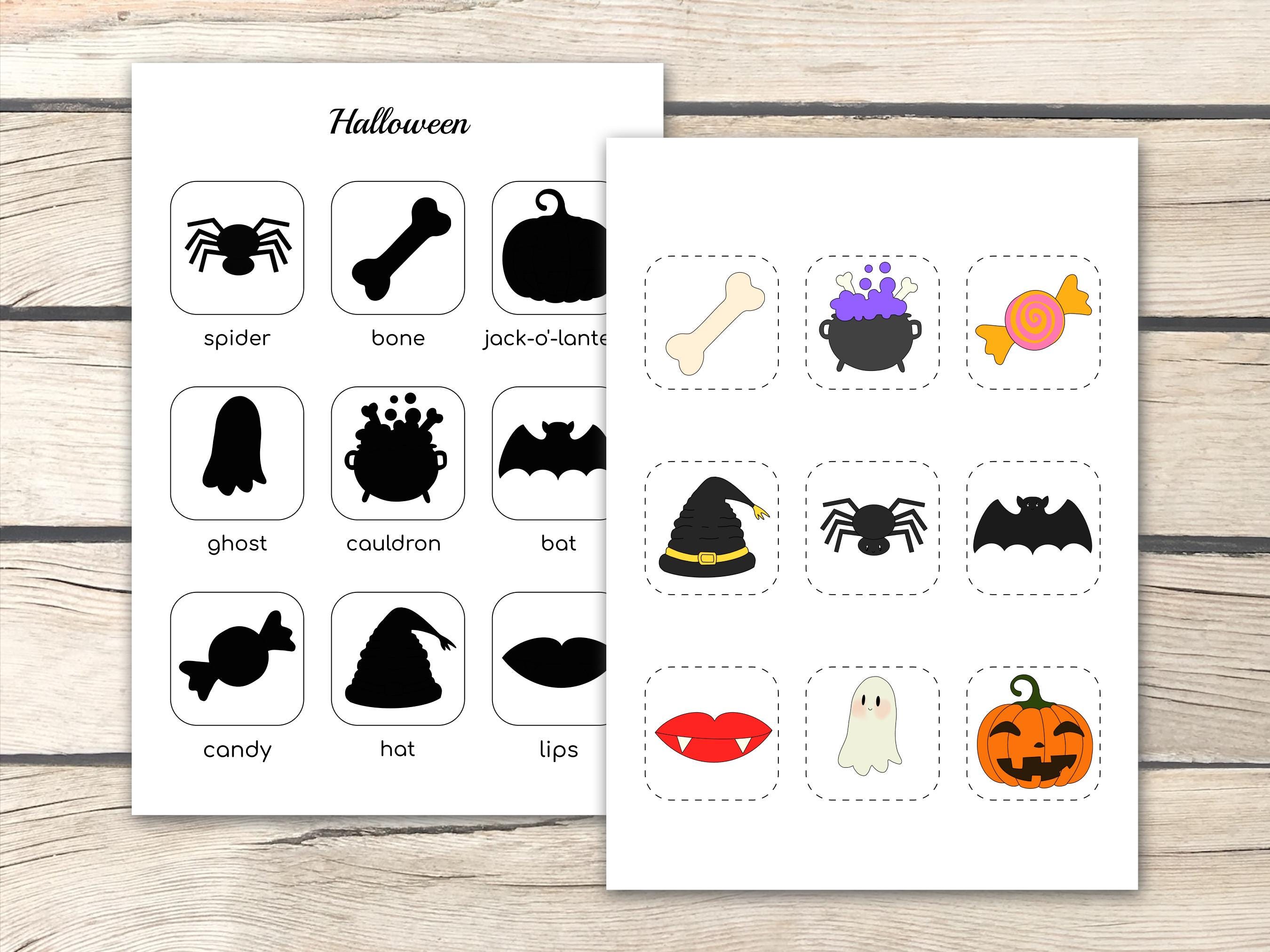 Halloween Shadow Matching Game, Halloween Worksheet, Matching Activity ...