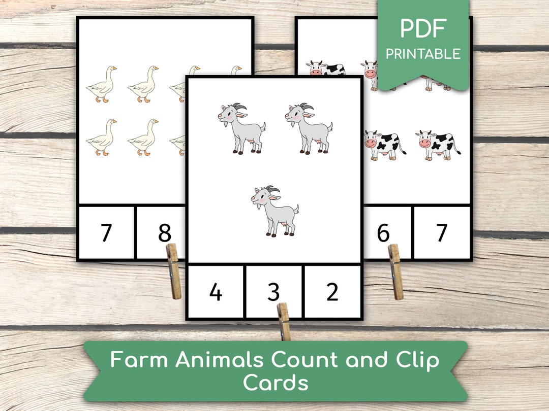 Counting Farm Animals (1 to 10), Montessori Cards, Preschool Counting ...