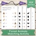 Forest Animals Matching Activity 5 Different Types Worksheet • 10 Pages ...