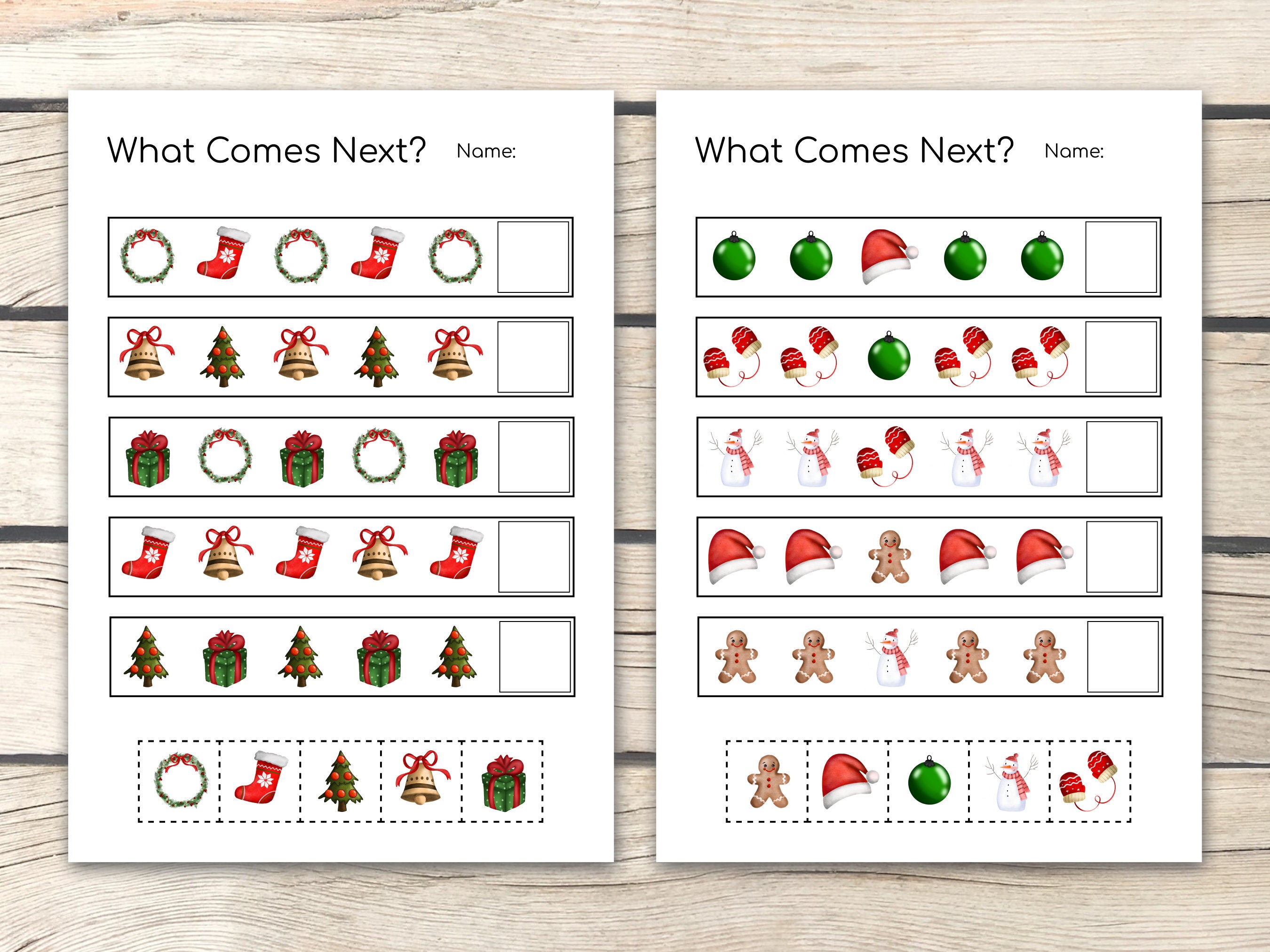 WHAT COMES NEXT? Christmas Worksheet, Pattern Activity, Educational ...