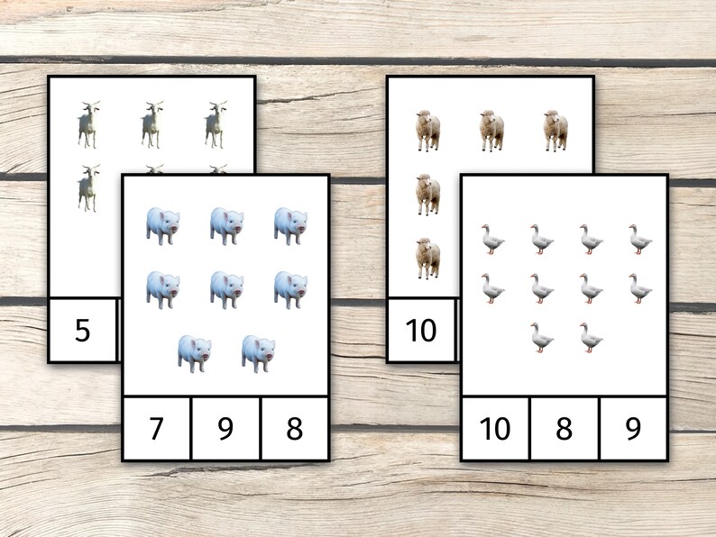 Counting Farm Animals (real Pictures) 1 to 10 Montessori Cards ...