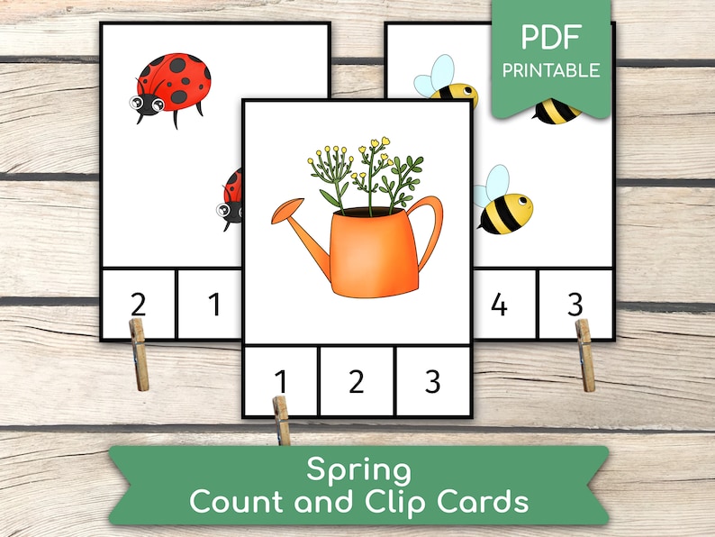 Counting Spring 1 to 10 Montessori Cards Preschool Counting Activity ...