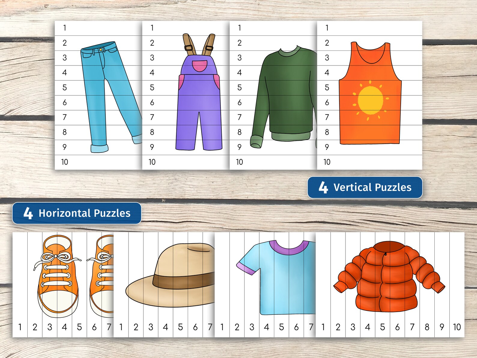 Clothes 1-10 Puzzles, Clothes Activity, Clothes Number Puzzles, Puzzles ...