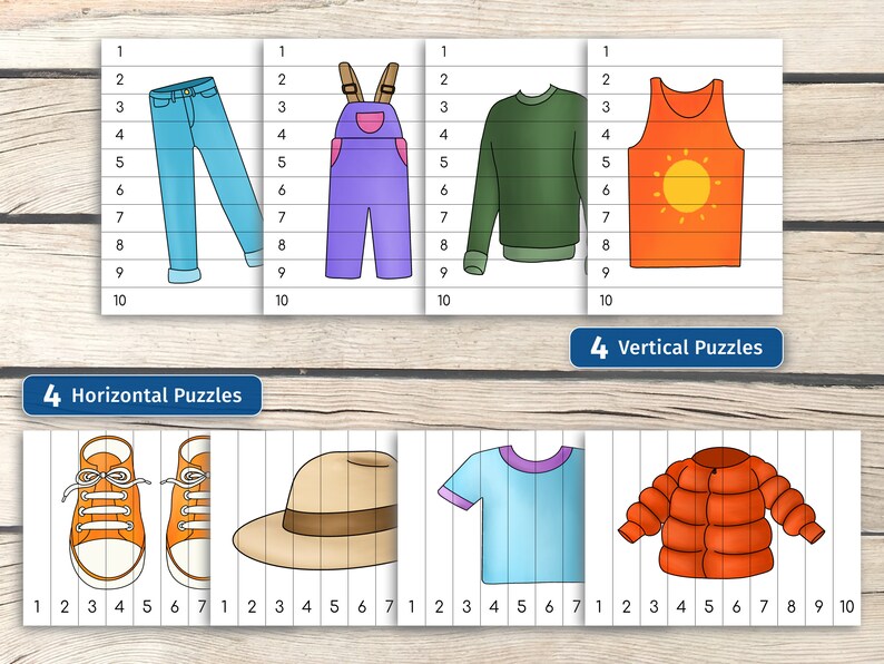 Clothes 1-10 Puzzles, Clothes Activity, Clothes Number Puzzles, Puzzles ...