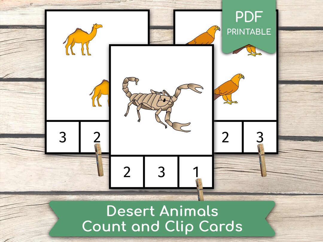 Desert Animals 1 to 10 Montessori Cards Preschool Counting Activity ...