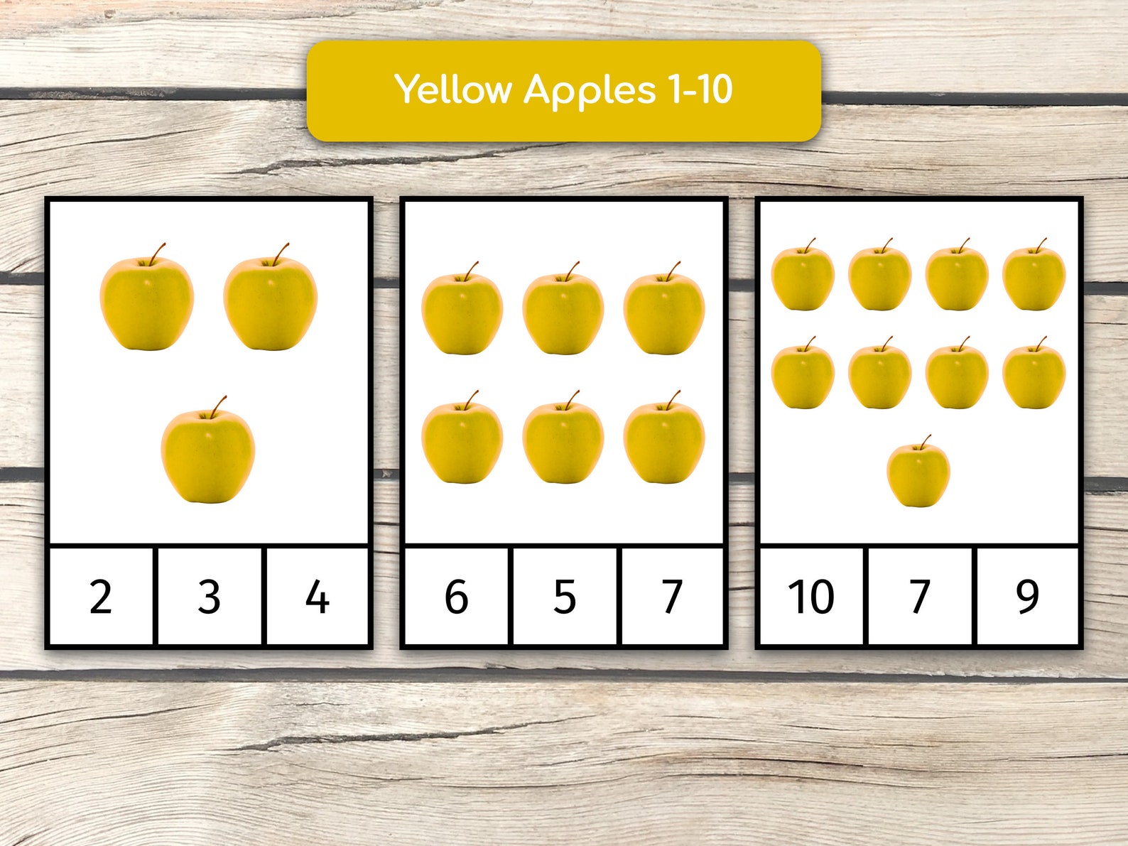 Counting Apple Varieties (1 to 10), Montessori Cards, Preschool ...