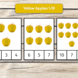 Counting Apple Varieties (1 to 10), Montessori Cards, Preschool ...