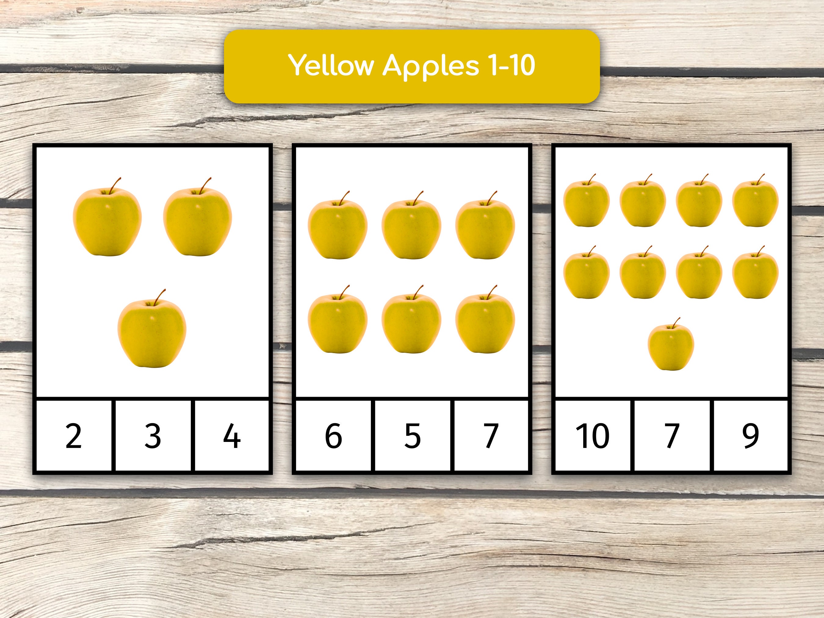Counting Apple Varieties (1 to 10), Montessori Cards, Preschool ...
