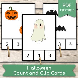 Counting Halloween (1 to 10), Montessori Cards, Preschool Counting ...