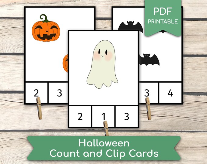 Counting Halloween (1 to 10), Montessori Cards, Preschool Counting ...