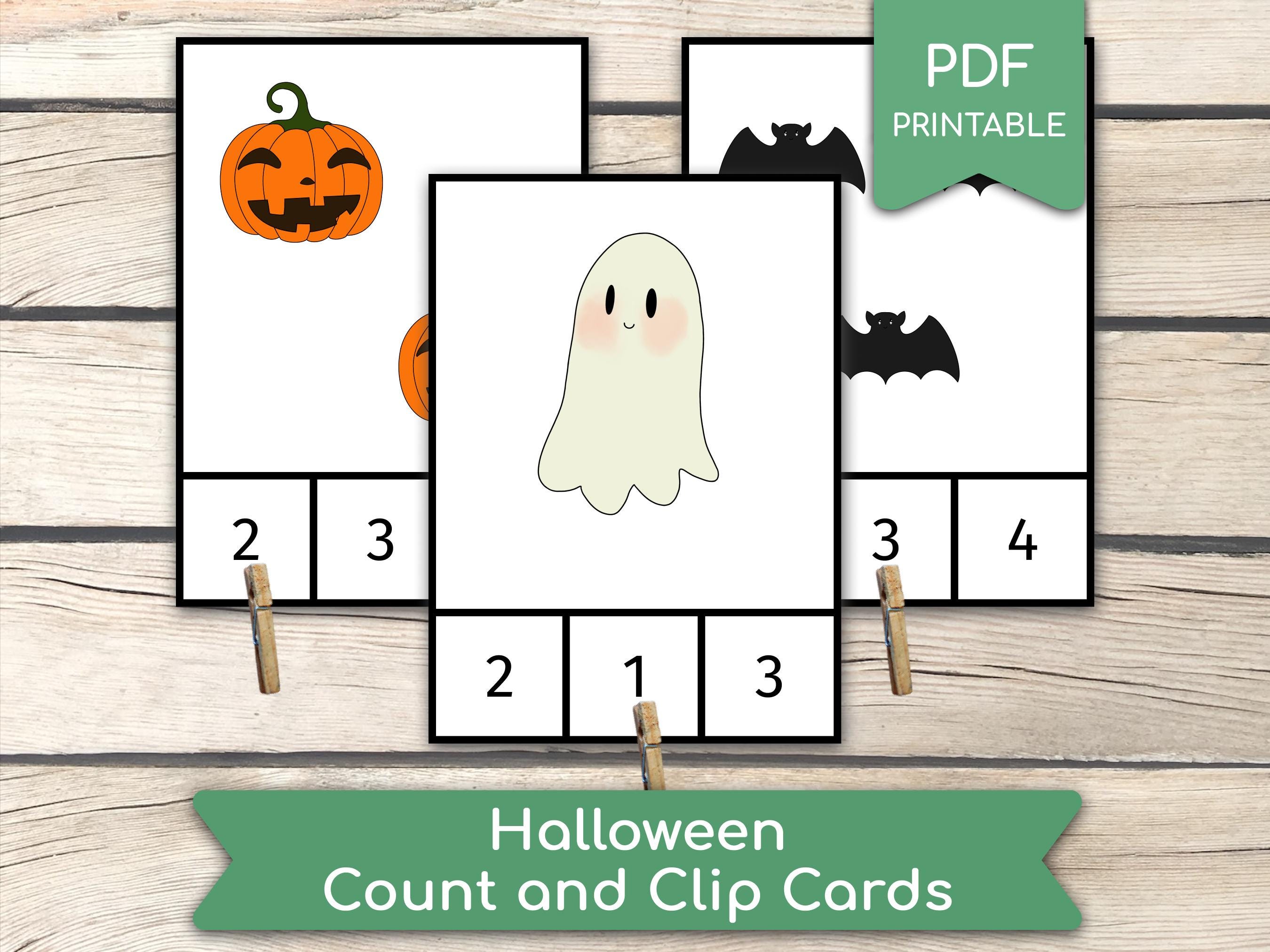 Counting Halloween (1 to 10), Montessori Cards, Preschool Counting ...