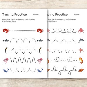 Preschool Line Tracing Practice, Ocean Animals Pre-writing Activities ...
