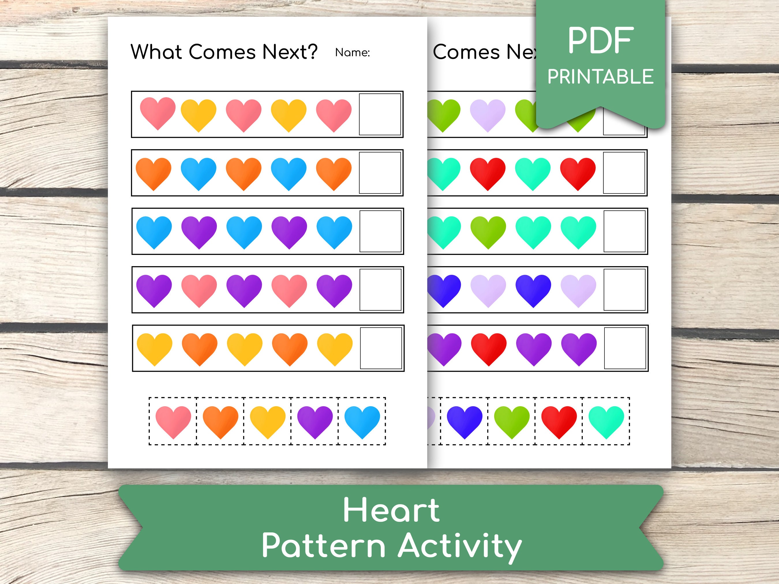 Heart Pattern Worksheet: Preschool Learning Activity (PDF Printables ...