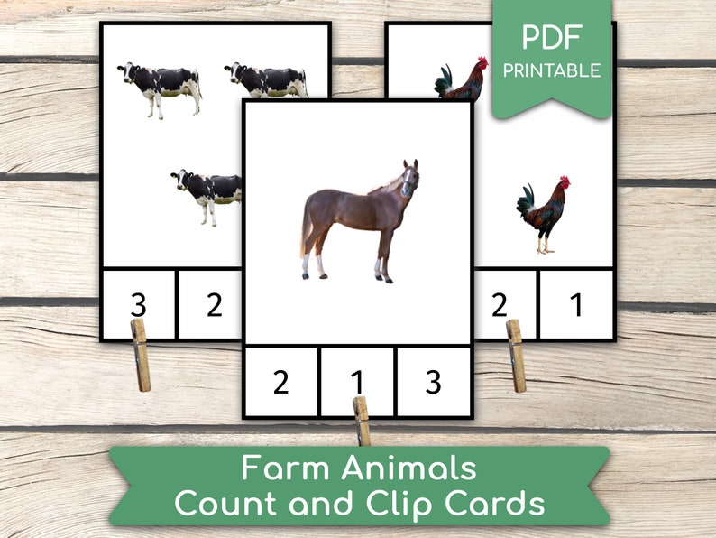 Counting Farm Animals real Pictures 1 to 10 Montessori Cards Preschool ...