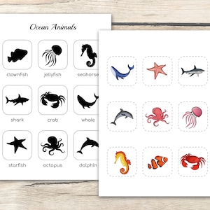 Ocean Animals Shadow Matching Game, Ocean Animals Worksheet, Matching ...