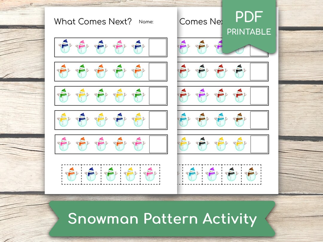 WHAT COMES NEXT? Snowman Worksheet, Pattern Activity, Educational ...