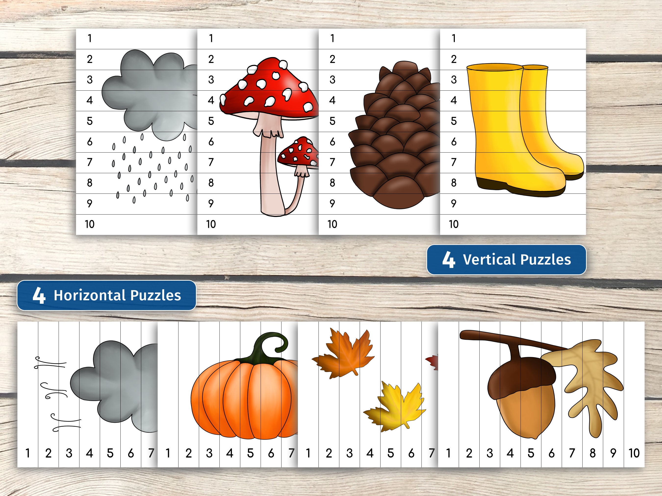 Fall 1-10 Puzzles, Autumn Activity, Fall Activity, Fall Number Puzzles ...