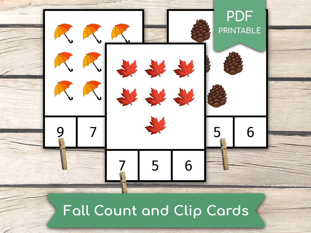 Fall Counting Clip Cards: Montessori Preschool Activity (PDF Printables ...