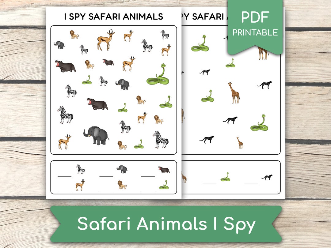 Safari Animals I Spy Worksheet, Safari Animals Activity, I Spy Activity ...