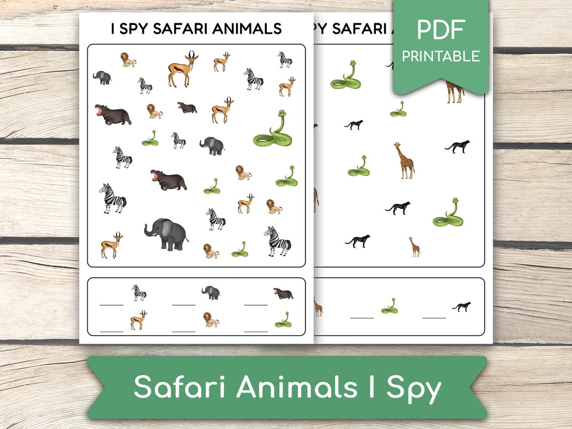 Safari Animals I Spy Worksheet, Safari Animals Activity, I Spy Activity ...