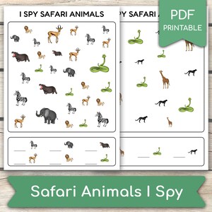 Safari Animals I Spy Worksheet, Safari Animals Activity, I Spy Activity ...