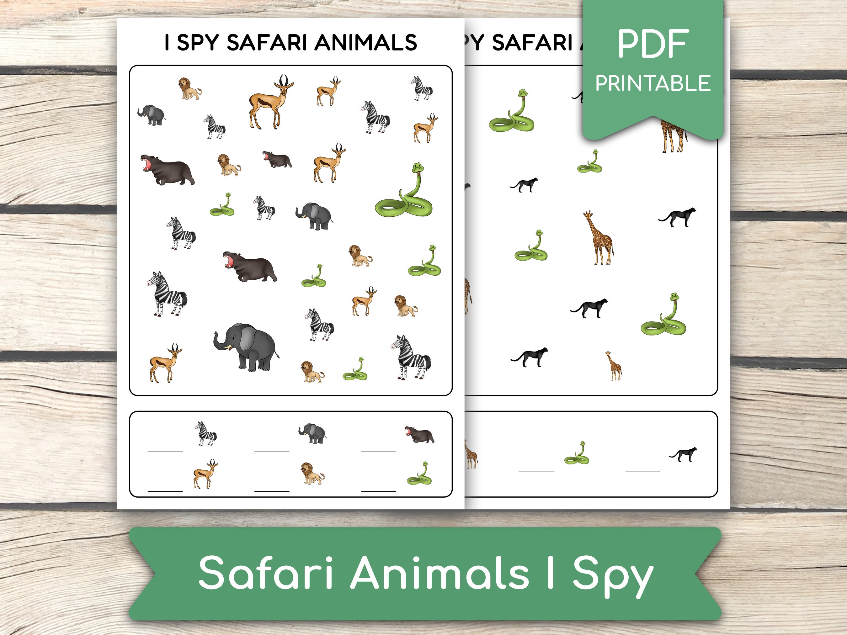 Safari Animals I Spy Worksheet, Safari Animals Activity, I Spy Activity ...