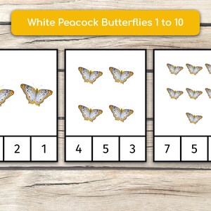 Counting Types of Butterflies 1 to 10, Montessori Cards, Preschool ...