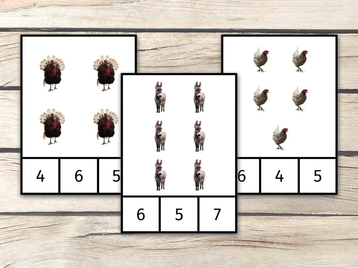 Counting Farm Animals (real Pictures) 1 to 10 Montessori Cards ...