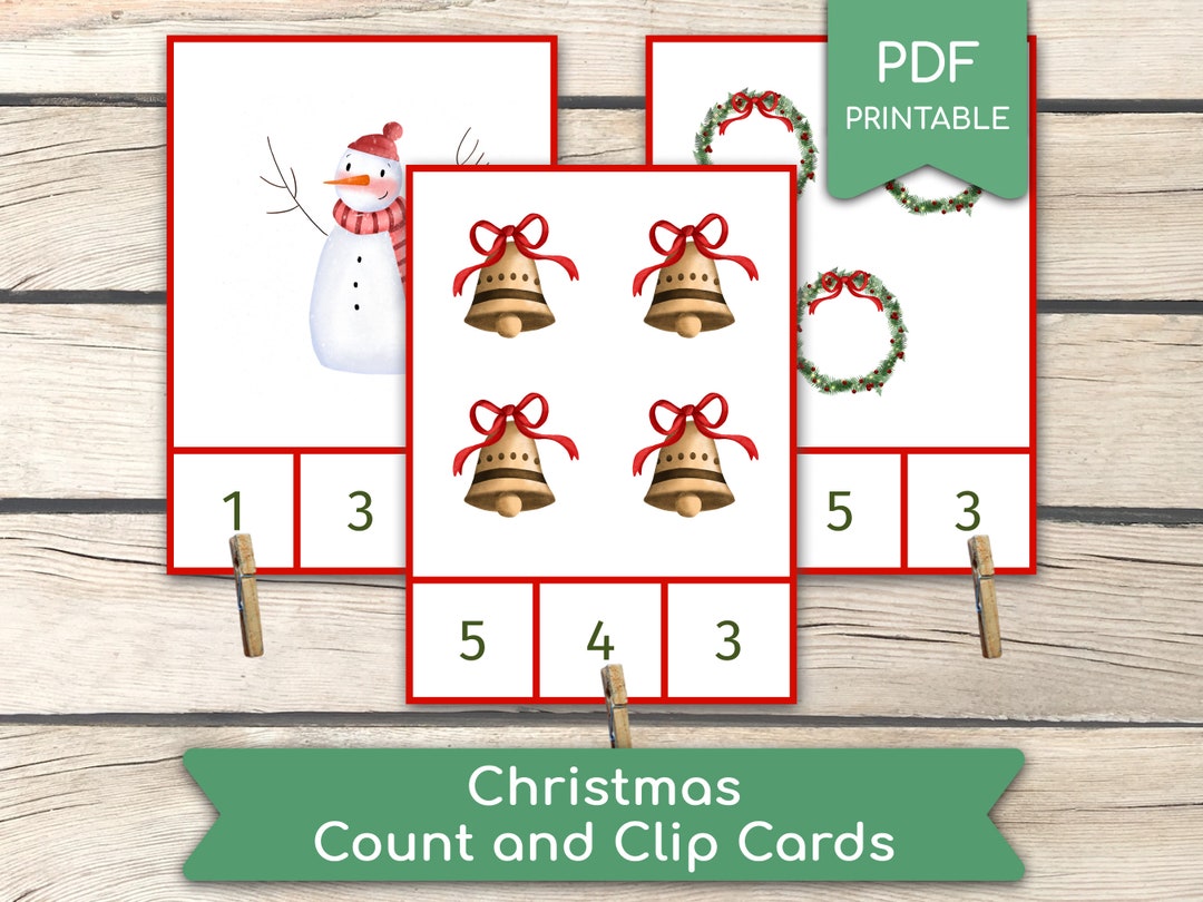 Christmas Counting Clip Cards: Montessori Homeschool Activity (PDF ...