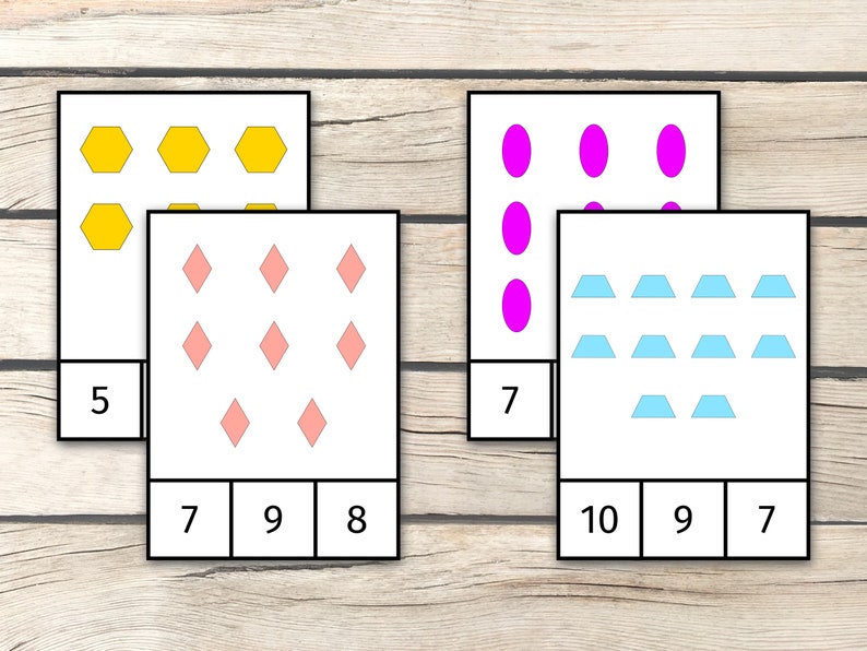 Counting Geometric Shapes 1 to 10 Montessori Cards Preschool Counting ...
