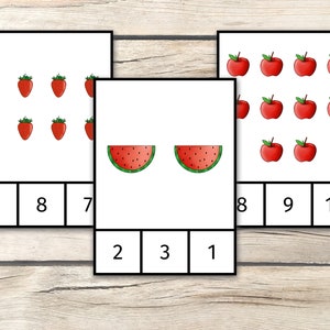 Counting Fruits 1 to 10, Montessori Cards, Preschool Counting Activity ...
